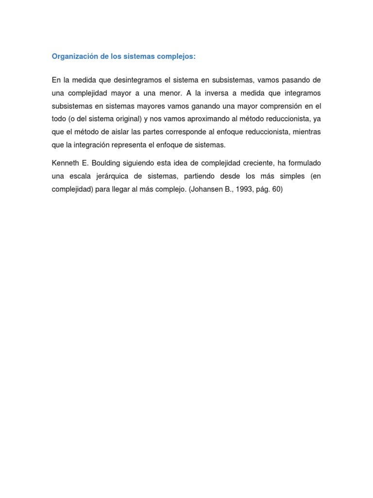 Organización de Los Sistemas Complejos | PDF