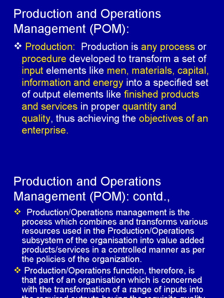 Production and Operations Management | PDF | Strategic Management ...