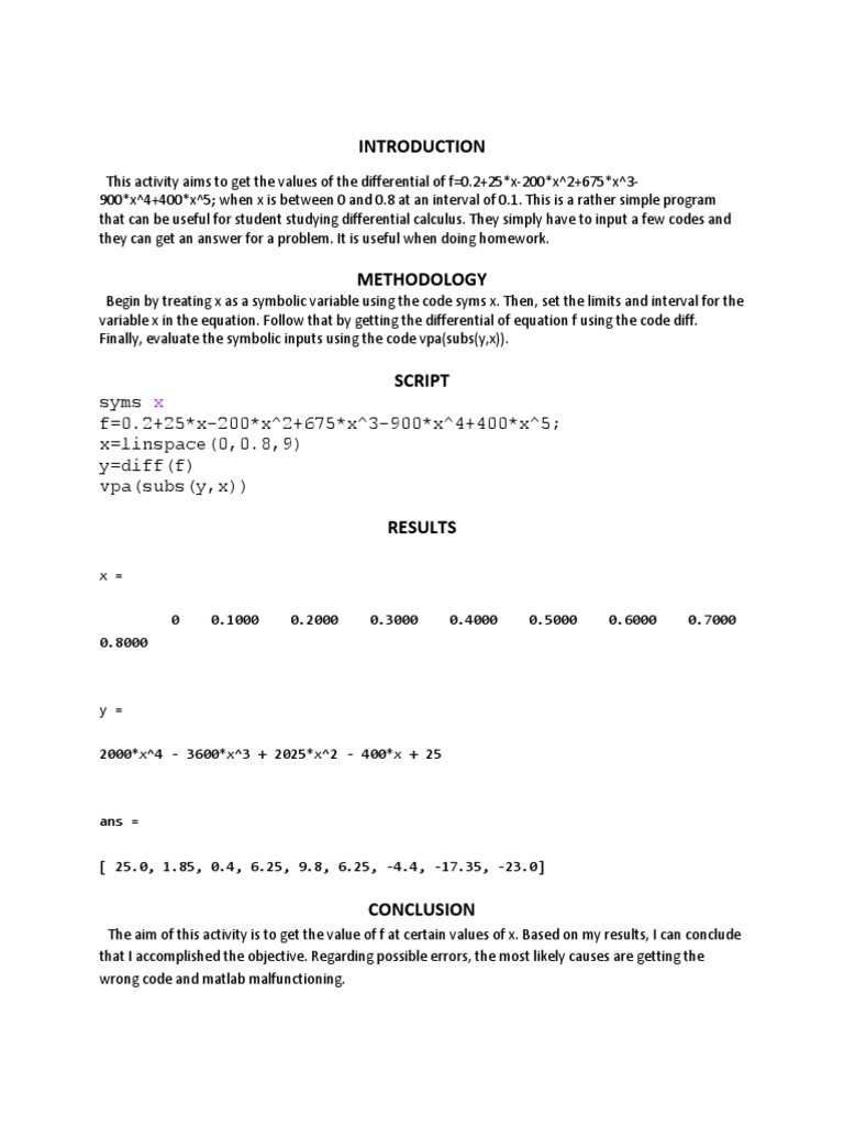 Differential Lab Report | PDF