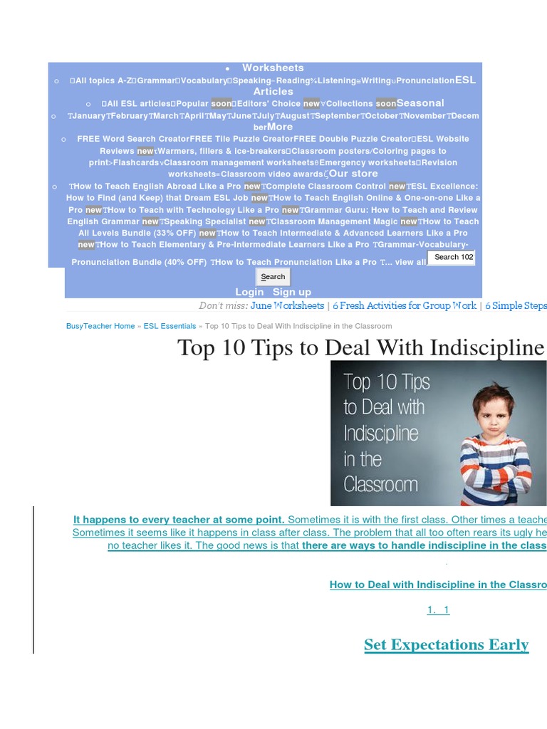 Top 10 Tips To Deal With Indiscipline in The Classroom: Set ...