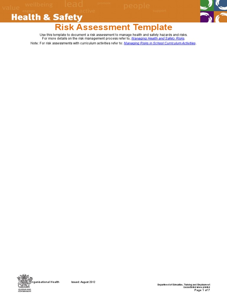 Health-Safety-Risk-Assessment-Template 1 | Download Free PDF | Personal ...