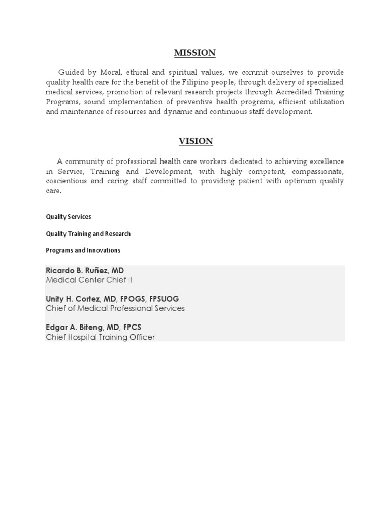 ITRMC Mission and Vision Statement | PDF