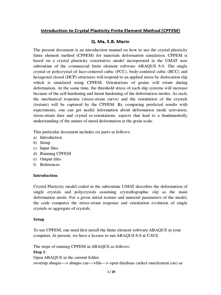 Introduction To Crystal Plasticity Finite Element Method v3 | PDF | Plasticity (Physics ...