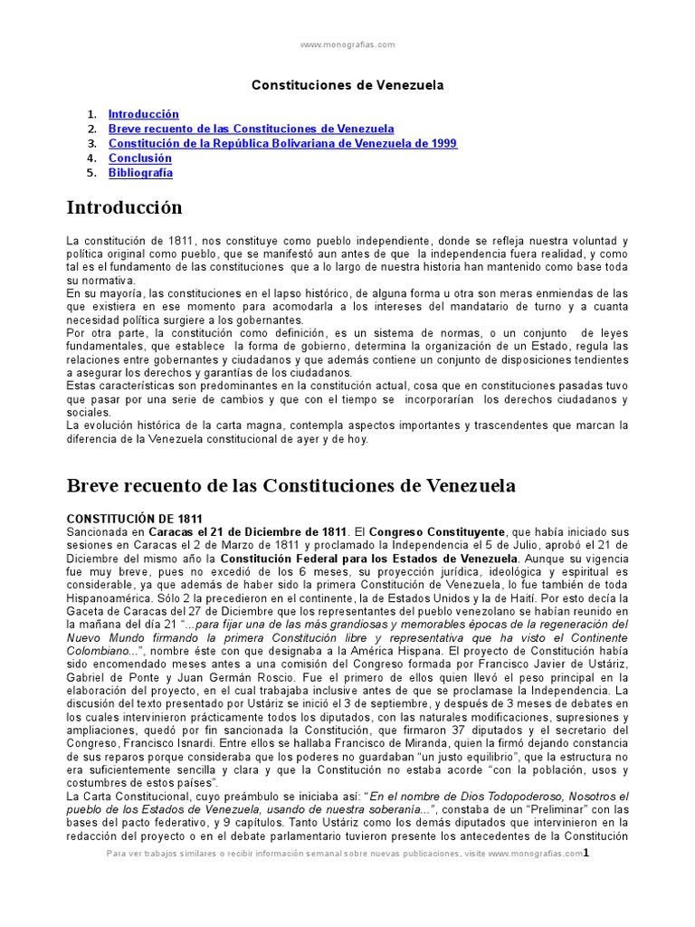 Constituciones Venezuela | PDF | Venezuela | Constitución