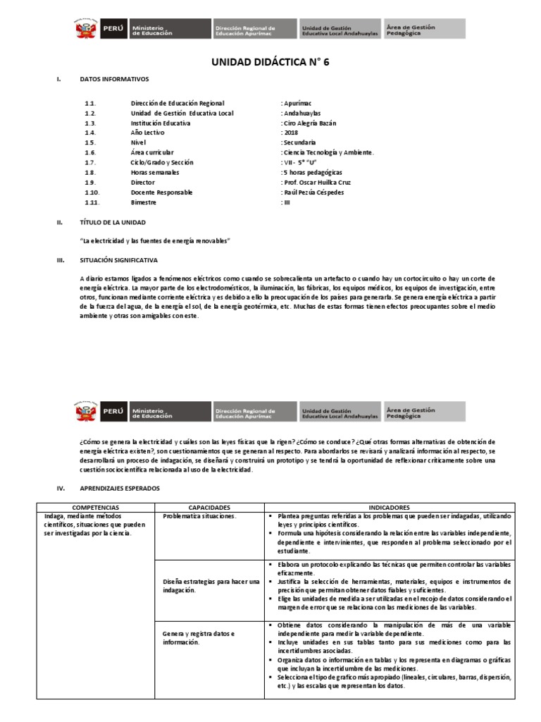 Unidad Vi de Ciencia, Tecnologia y Ambiente Quinto Grado Ciro Alegria ...