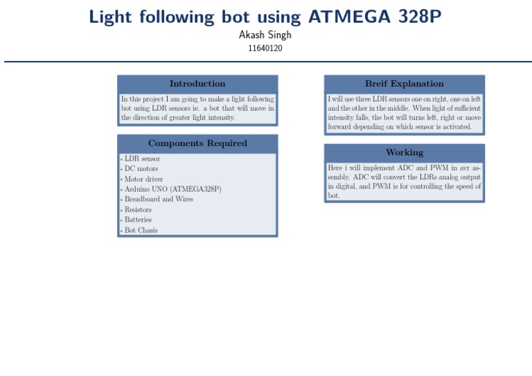 Breif Explanation: Light Following Bot Using ATMEGA 328P | PDF