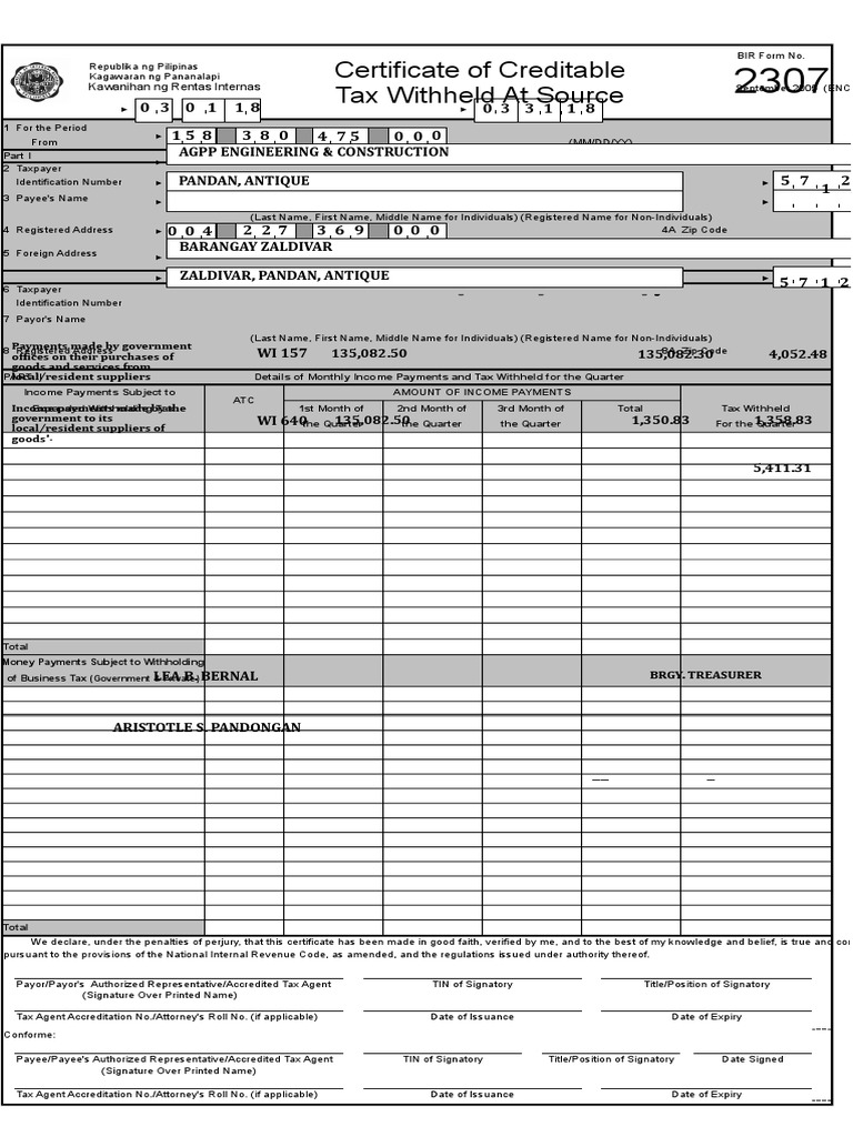 2307 | Withholding Tax | Corporate Tax