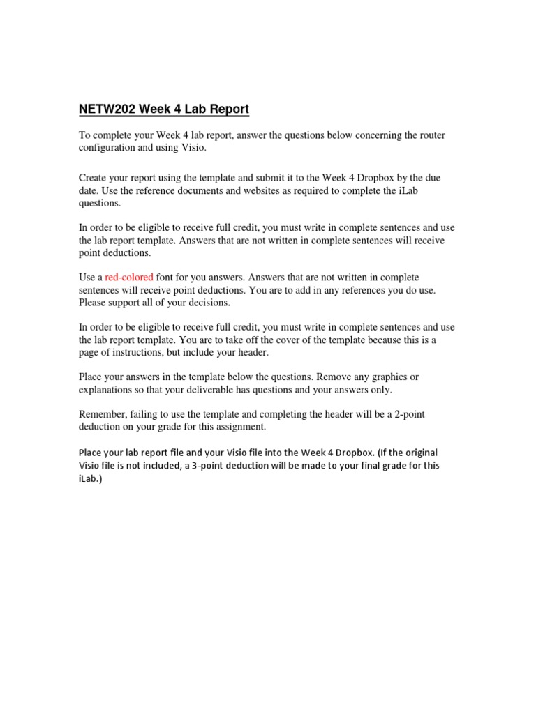 NETW202 W4 Lab Instructions v2 | PDF | Local Area Network | Computer Network