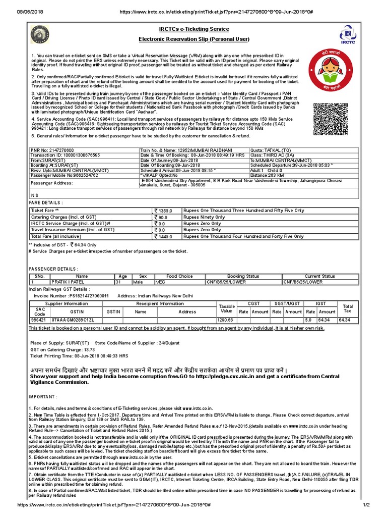 Train Ticket Sample | Download Free PDF | Identity Document | Ticket ...