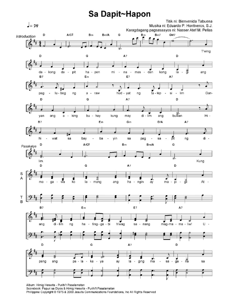 Sa Dapit Hapon Music Sheet PDF | PDF