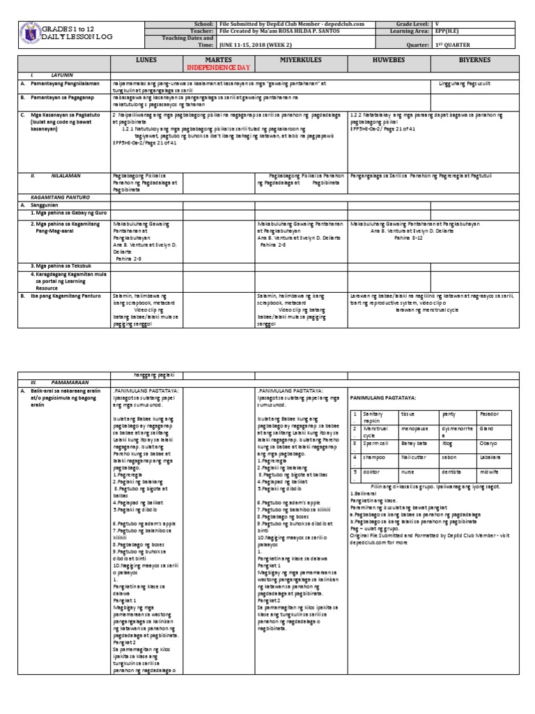 DLL - Epp 5 - Q1 - W2 | PDF