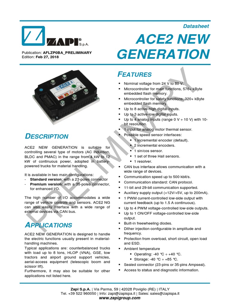 Aflzp0ba (Ace2 New Generation Datasheet) Preliminary | PDF | Input/Output | Microcontroller