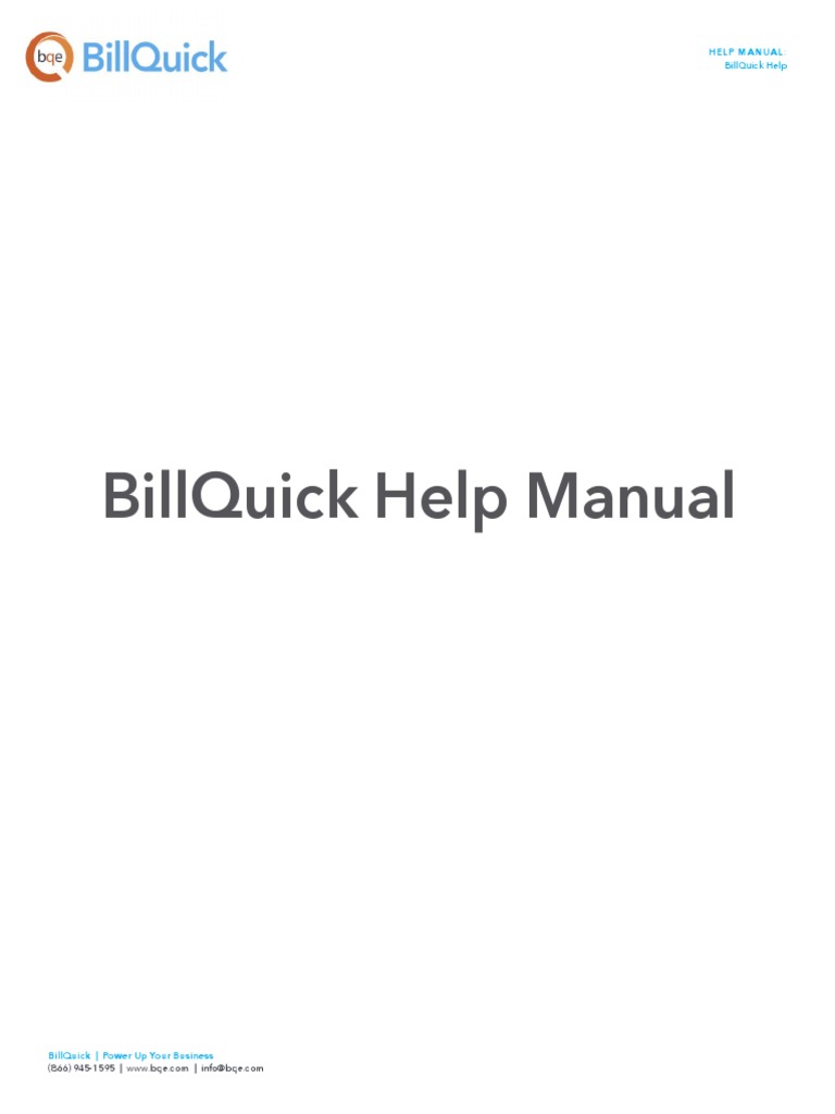 BillQuick Help Manual 2018 | PDF | Menu (Computing) | Microsoft Outlook