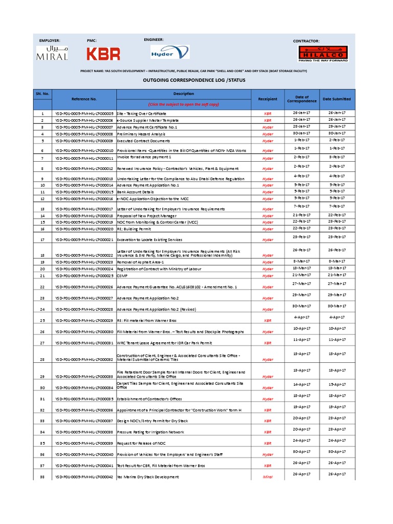 Correspondence Register | Business