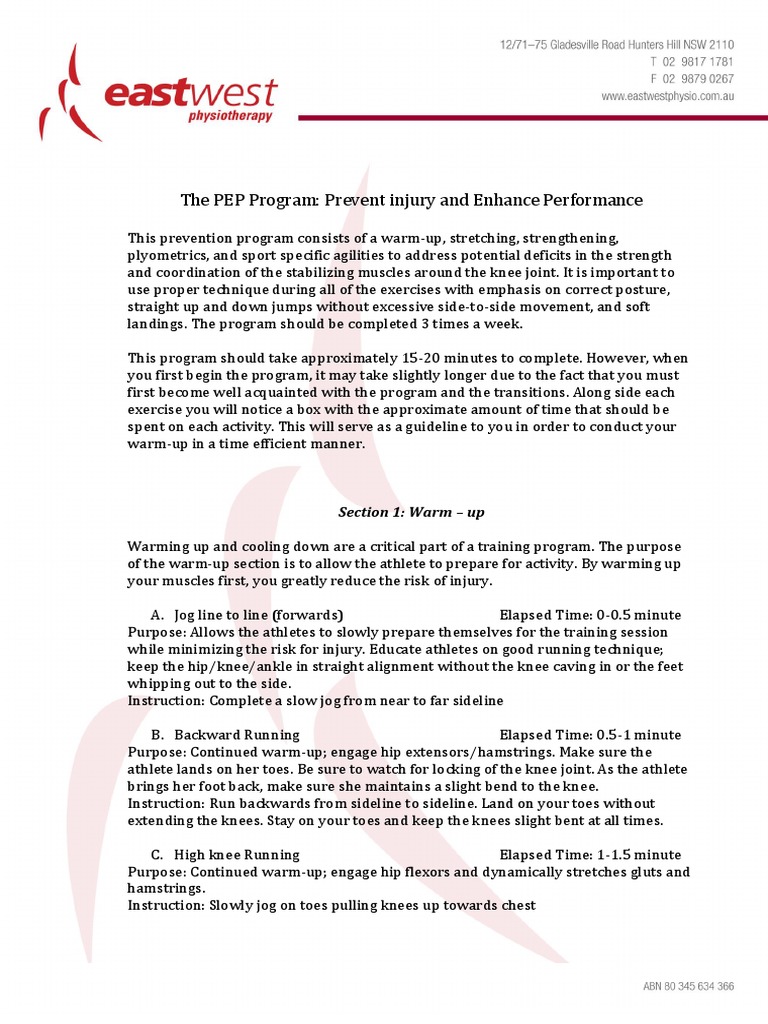 PEP Program Vivien | Download Free PDF | Knee | Anatomical Terms Of Motion