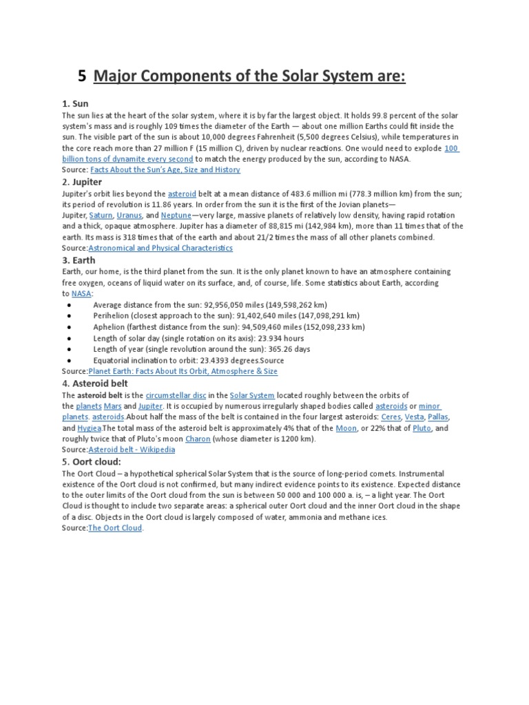 5 Major Components of The Solar System | PDF | Solar System | Asteroid