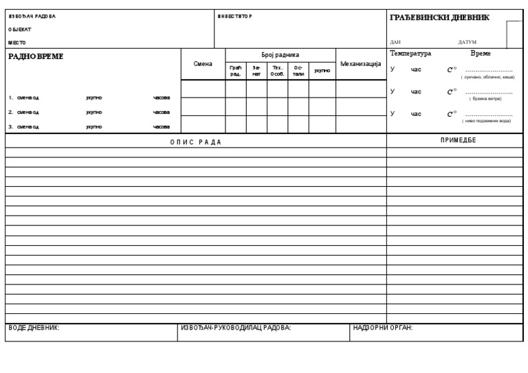 Gradjevinski Dnevnik | PDF