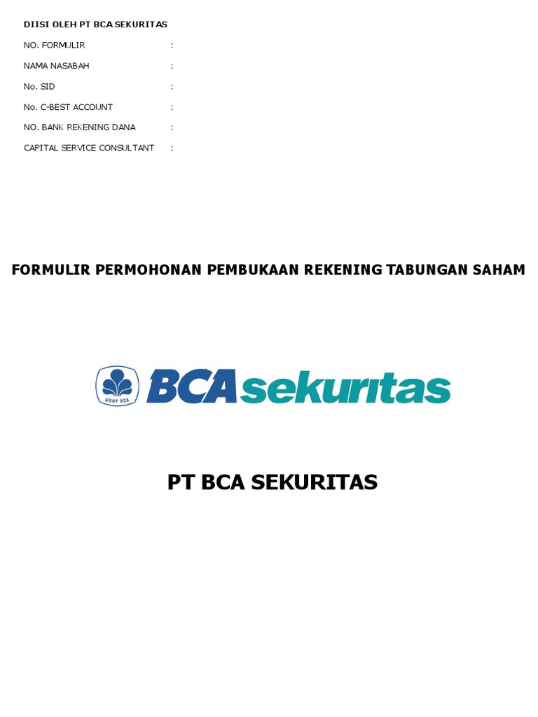 Formulir Pembukaan Rekening Tabungan Saham | PDF