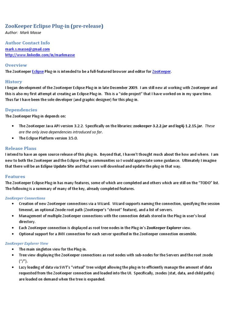 ZooKeeper+Eclipse+Plug in | PDF | Eclipse (Software) | Plug In (Computing)