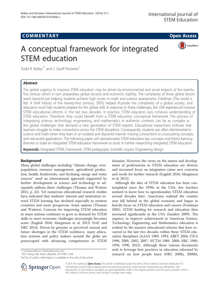 A Conceptual Framework For Integrated STEM Educati | PDF | Science ...