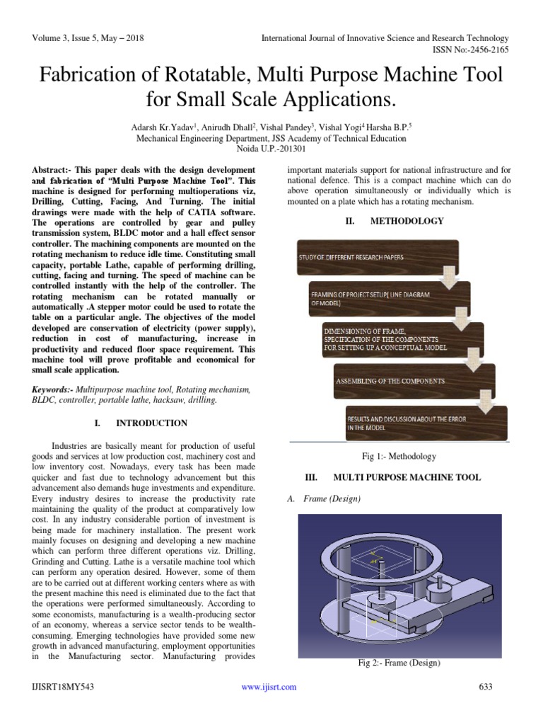 Fabrication of Rotatable Multi Purpose Machine Tool For Small Scale ...