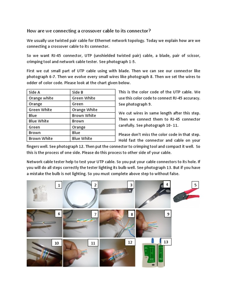 How Are We Connecting A Crossover Cable To Its Connector | PDF
