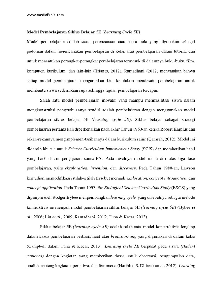 Model Pembelajaran Siklus Belajar 5E | PDF | Karier & Perkembangan