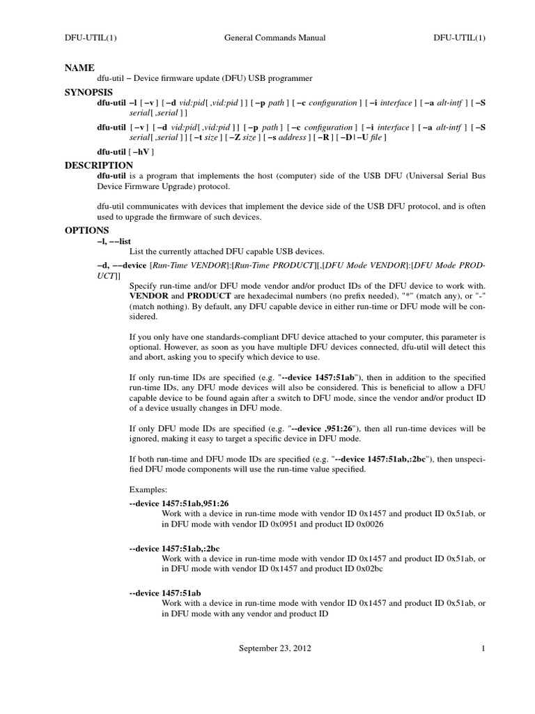 Dfu Util Manual | Download Free PDF | Usb | System Software