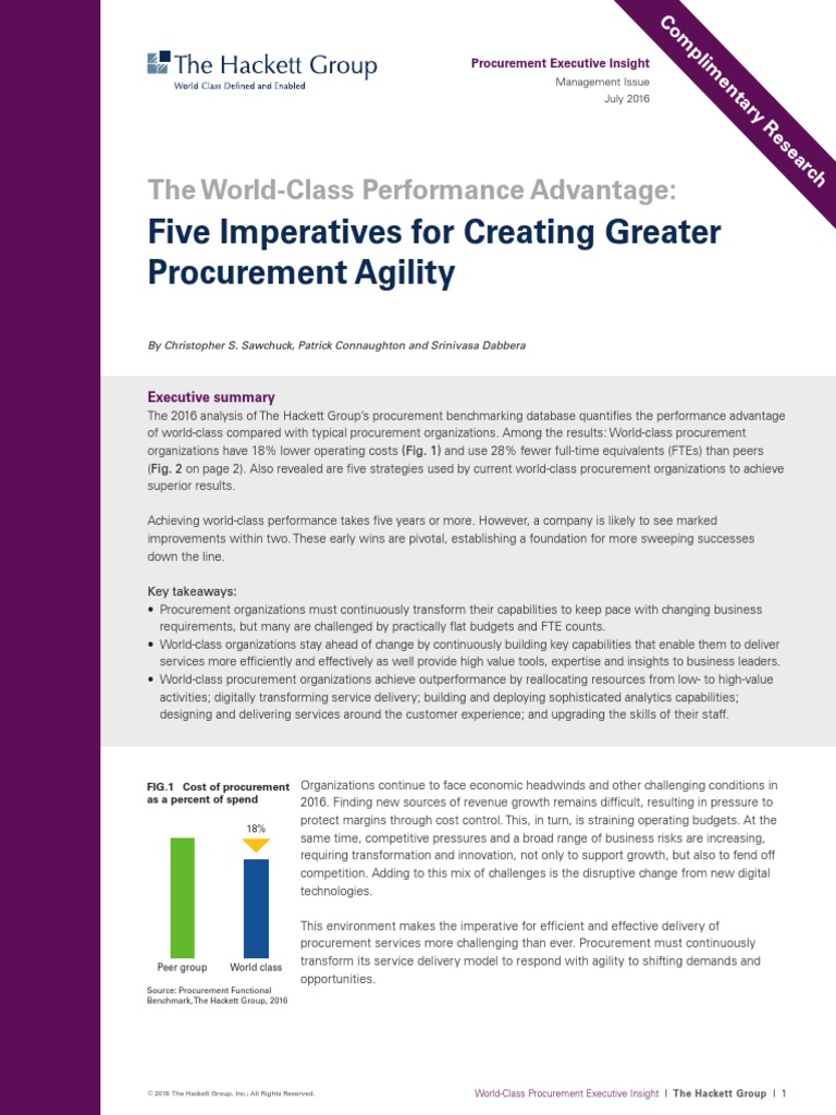 Hackett Group - Procurement Benchmark | PDF | Procurement | Strategic ...