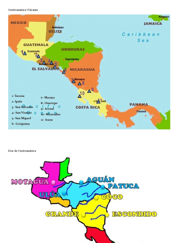 Mapa De Accidentes Geográficos De América Central
