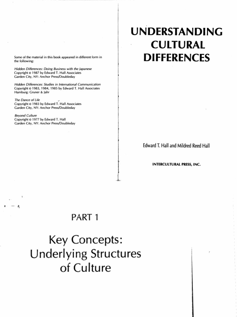 Hall and Hall 1990, Chapter 1 Understanding Cultural Differences | PDF ...