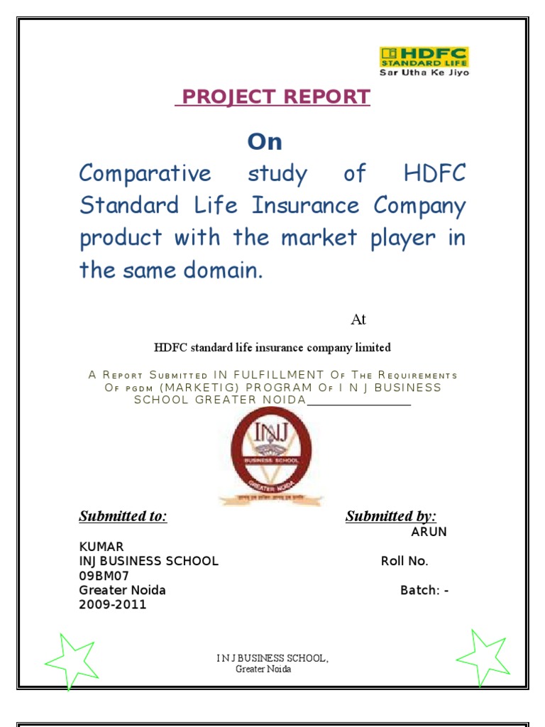 Comparative Study of HDFC Standard Life Insurance Company Product With ...