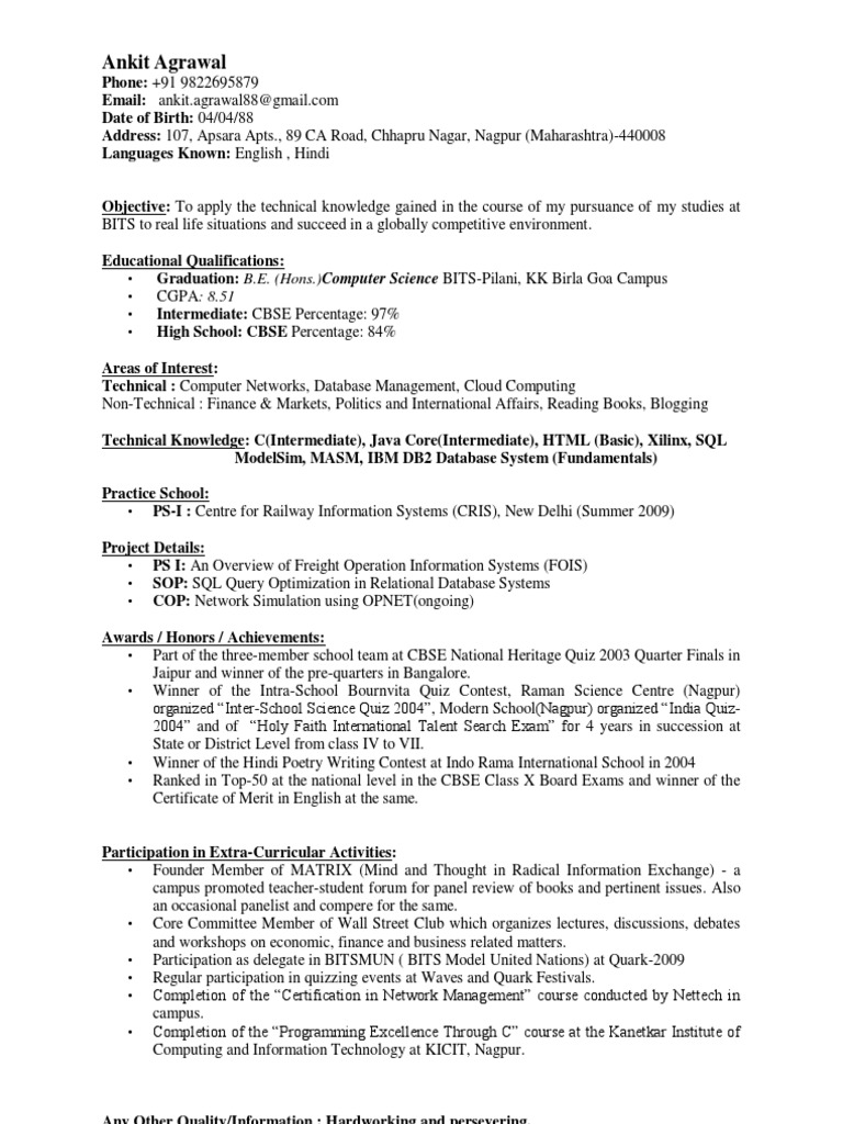 2007a7ps071g CV | PDF | Databases | Computing