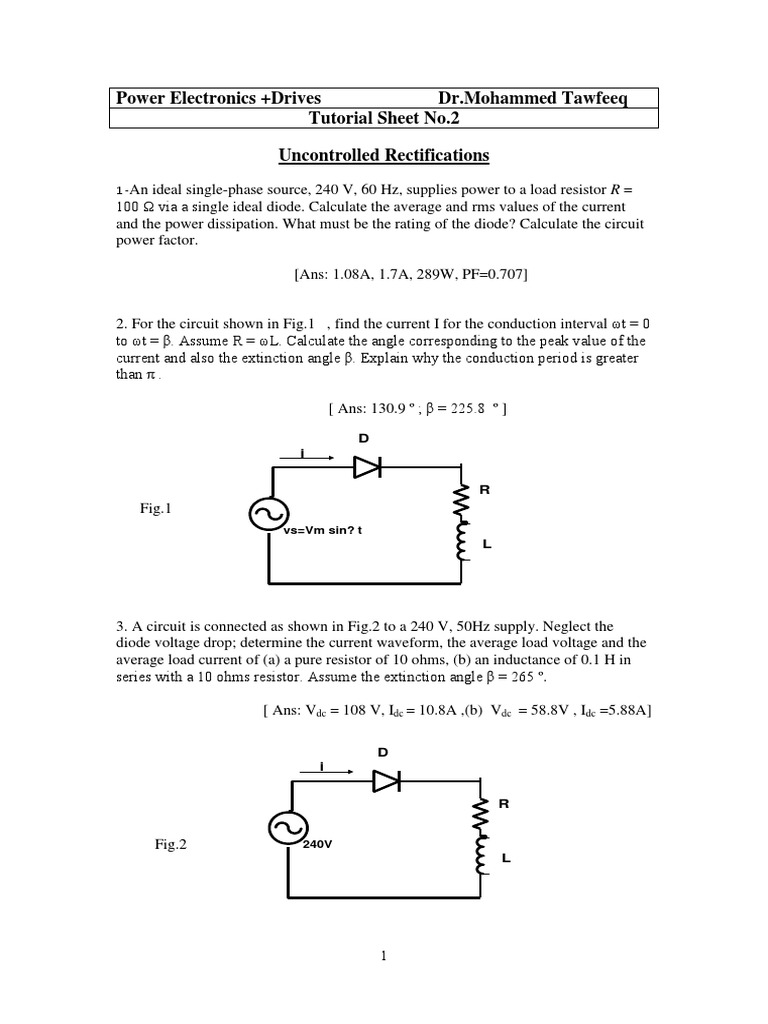 Pe Tutorial 2 PDF | Download Free PDF | Rectifier | Root Mean Square