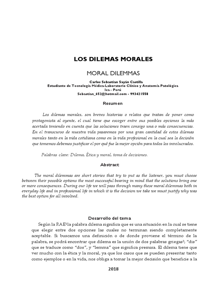 Dilema Moral | PDF | Toma de decisiones | Ciencia cognitiva