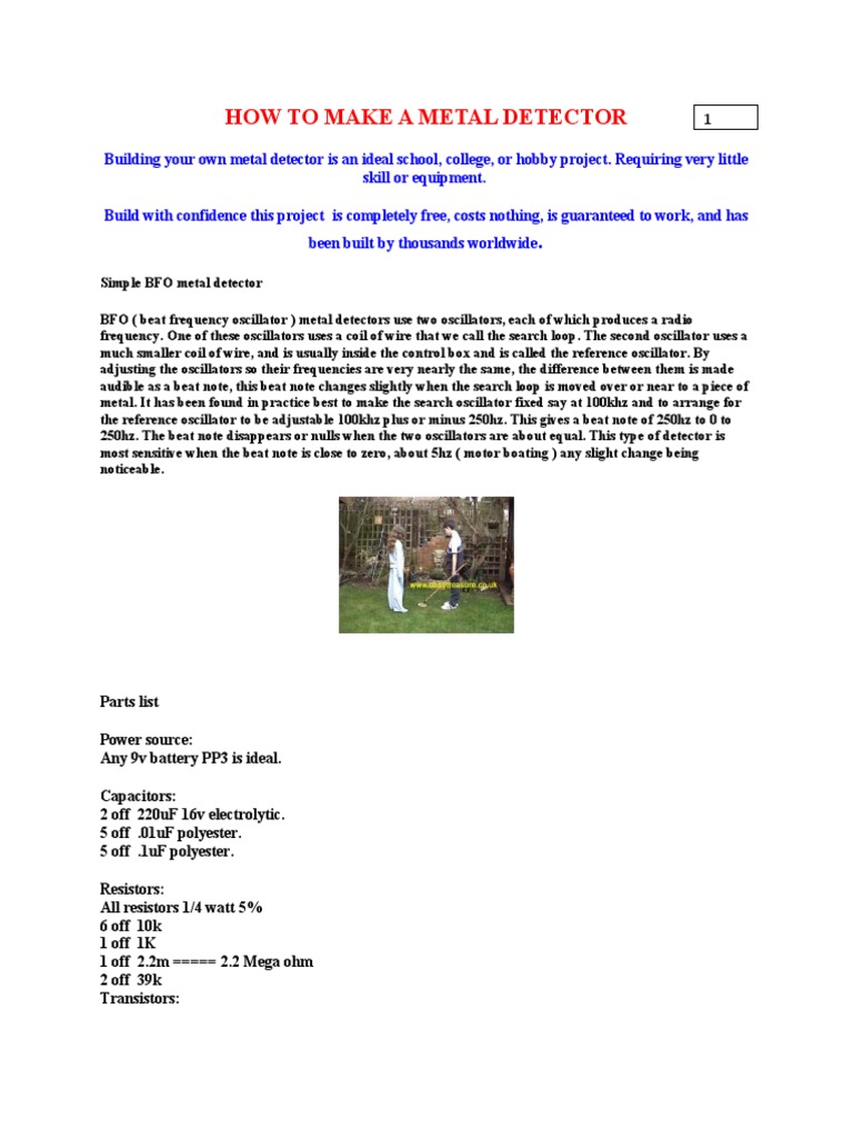 Building a Simple BFO Metal Detector from Common Materials: A Guide for ...