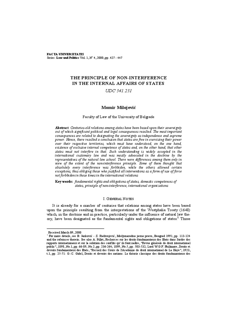 The Principle of Non-Interference in The Internal Affairs of States ...