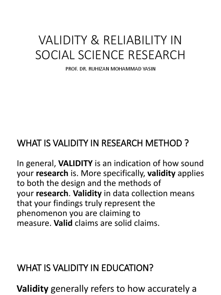Validity and Reliability | PDF | Validity (Statistics) | Qualitative Research