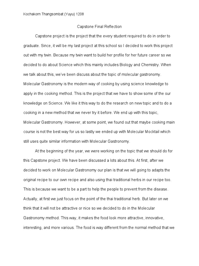 Capstone Final Reflection | PDF | Drink | Recipe
