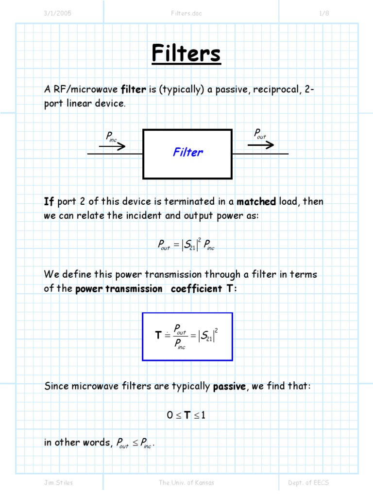 Filters | PDF | Electronic Filter | Filter (Signal Processing)