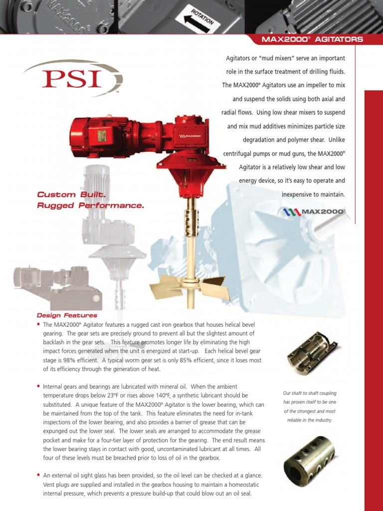 Psi Max2000 Agitators PDF | PDF | Pump | Gear