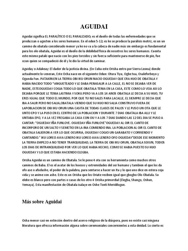 Historia y Significado de Aguidai | PDF | Santeria | Naturaleza