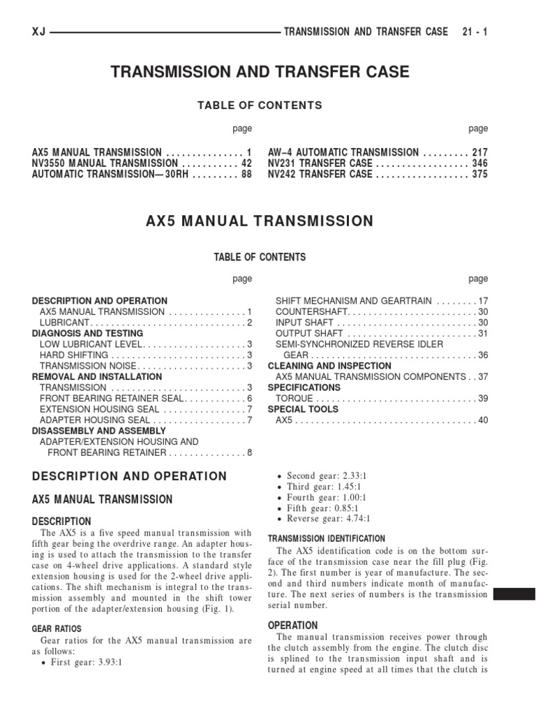 AX5 Trans | PDF | Manual Transmission | Transmission (Mechanics)