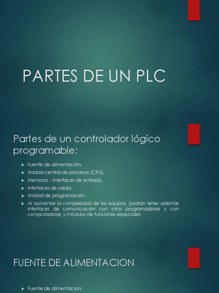 Partes y funciones de un PLC | PDF | Controlador lógico programable ...