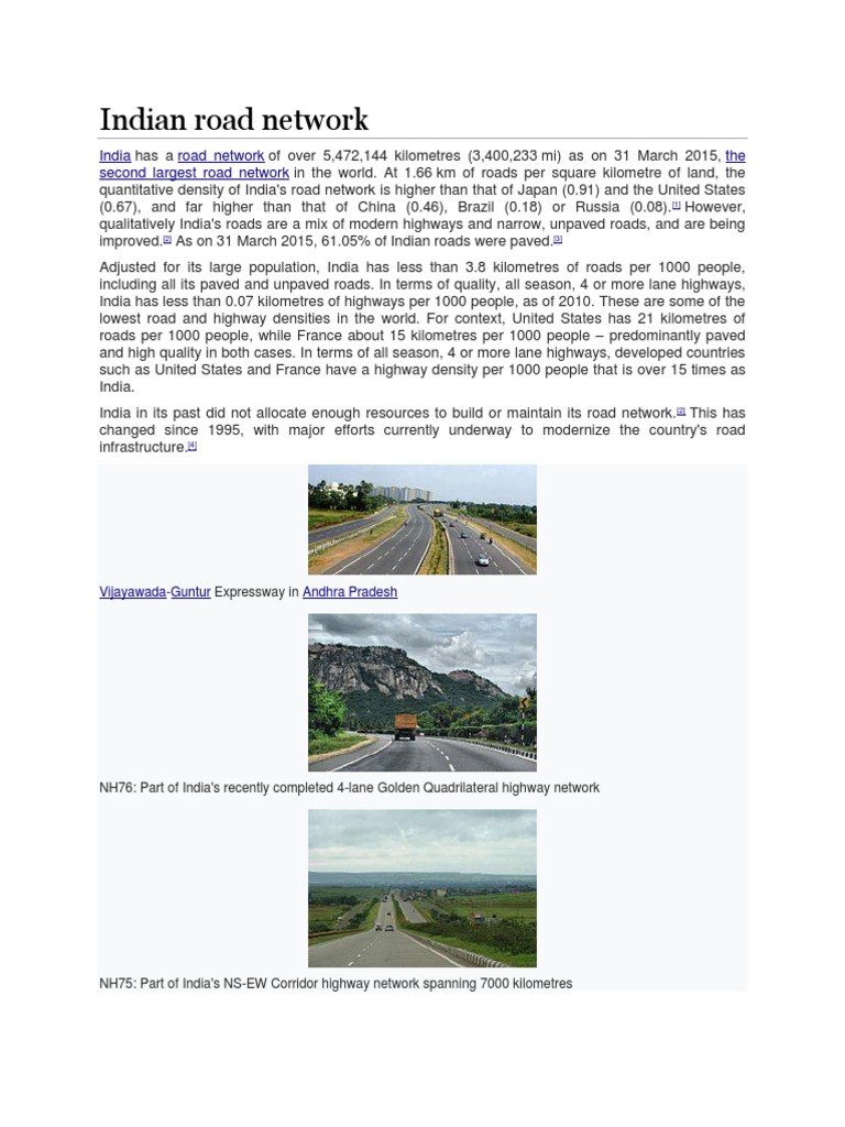 Indian Road Network | PDF | Controlled Access Highway | Road
