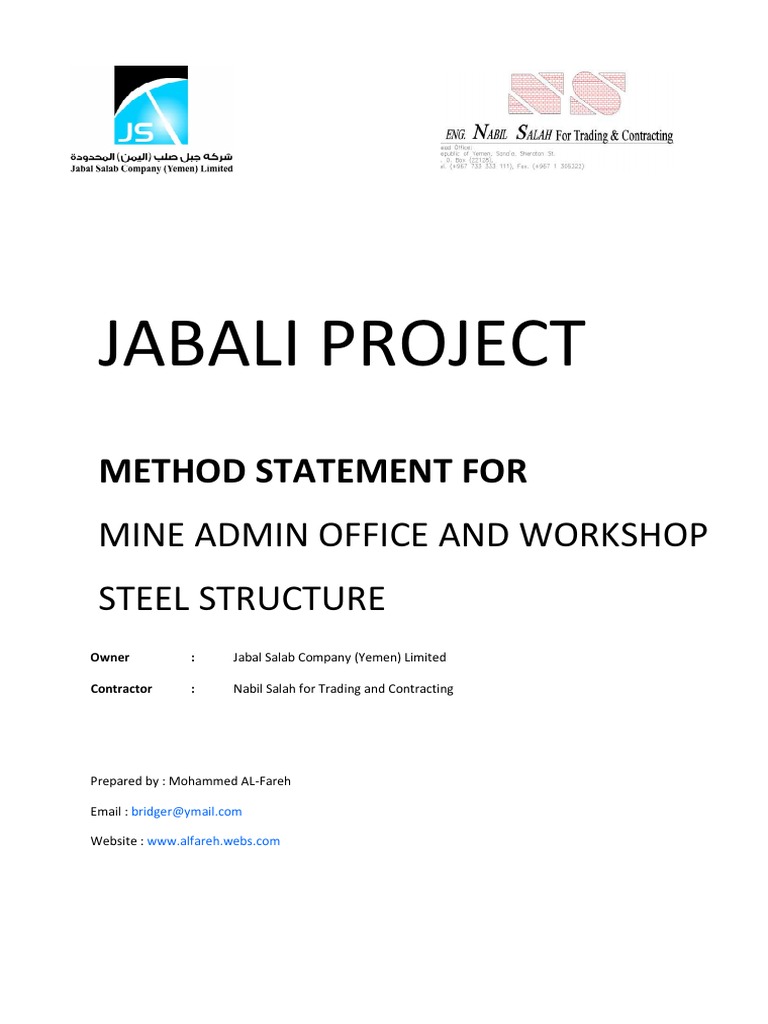 Method Statement Steel Structure 1 4 Meg PDF | PDF | Framing ...