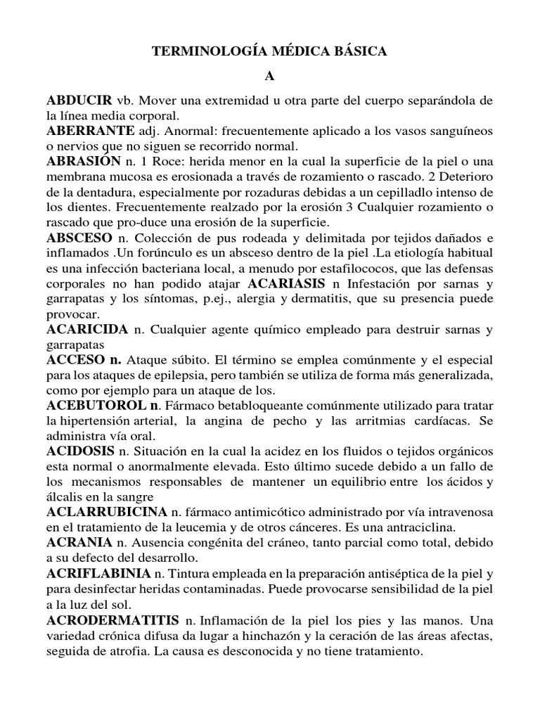 Glosario De Terminología Médica A Z Pdf Bilis Sangre