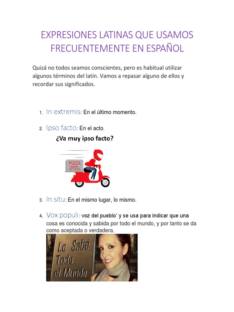 Expresiones Latinas Que Usamos Frecuentemente en Español Final | PDF ...