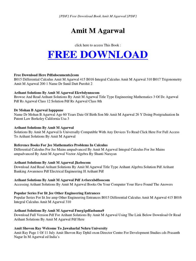Amit M Agarwal Mathematics Books PDF | PDF | Computing | Science