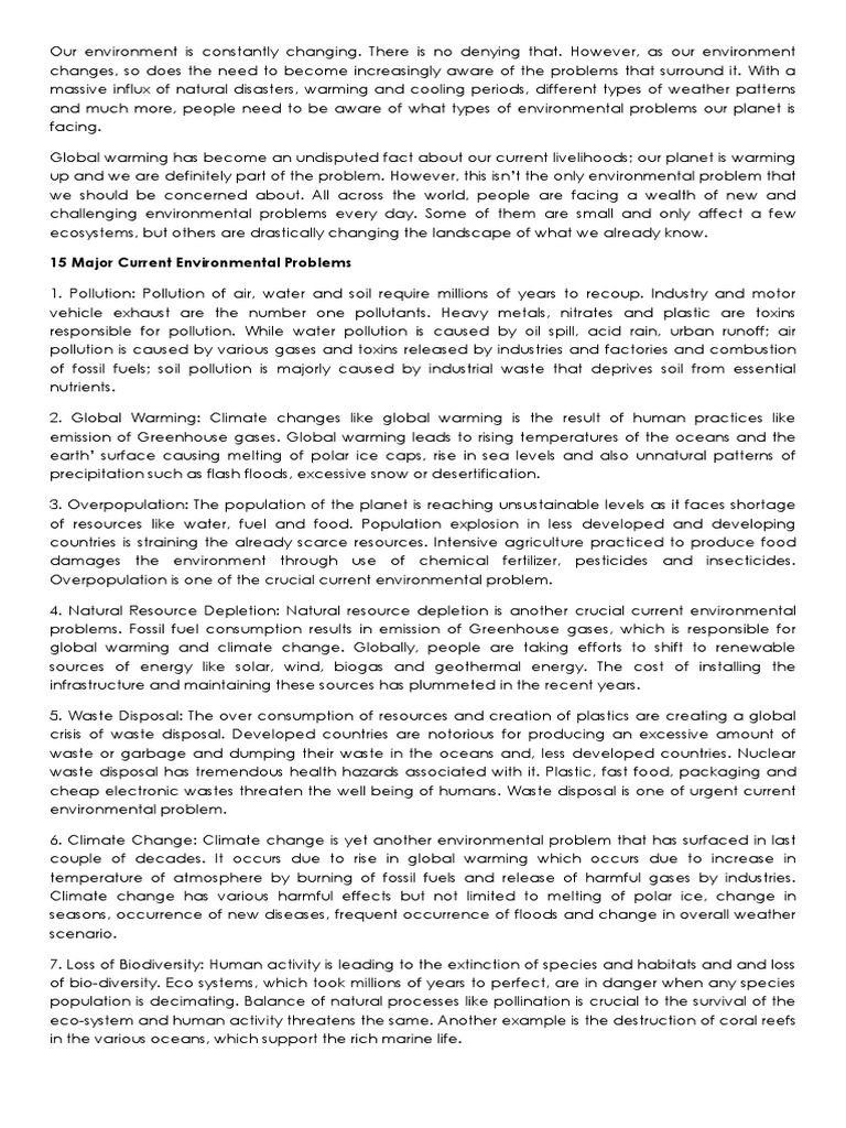 Our Environment Is Constantly Changing | PDF | Global Warming ...
